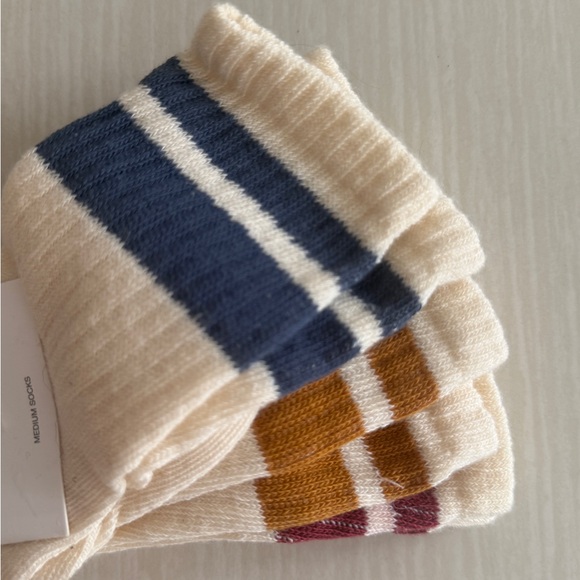 Zara | Other | Zara Striped Knit Socks In Cream And Burgundy | Poshmark